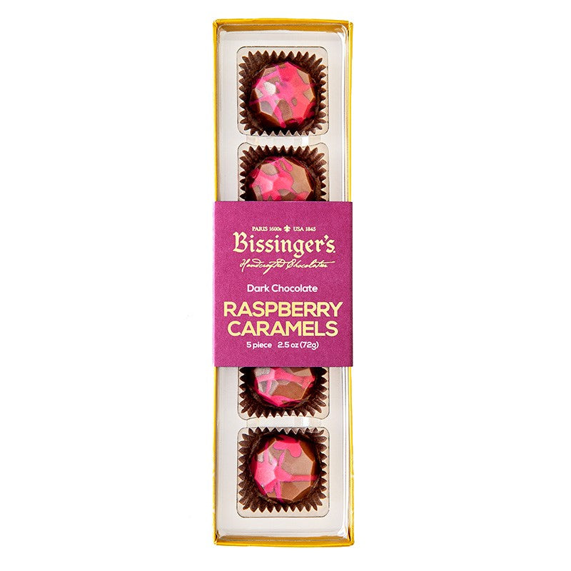 Dark Raspberry Caramel Flight - 5 PC – Bissinger's Handcrafted Chocolatier